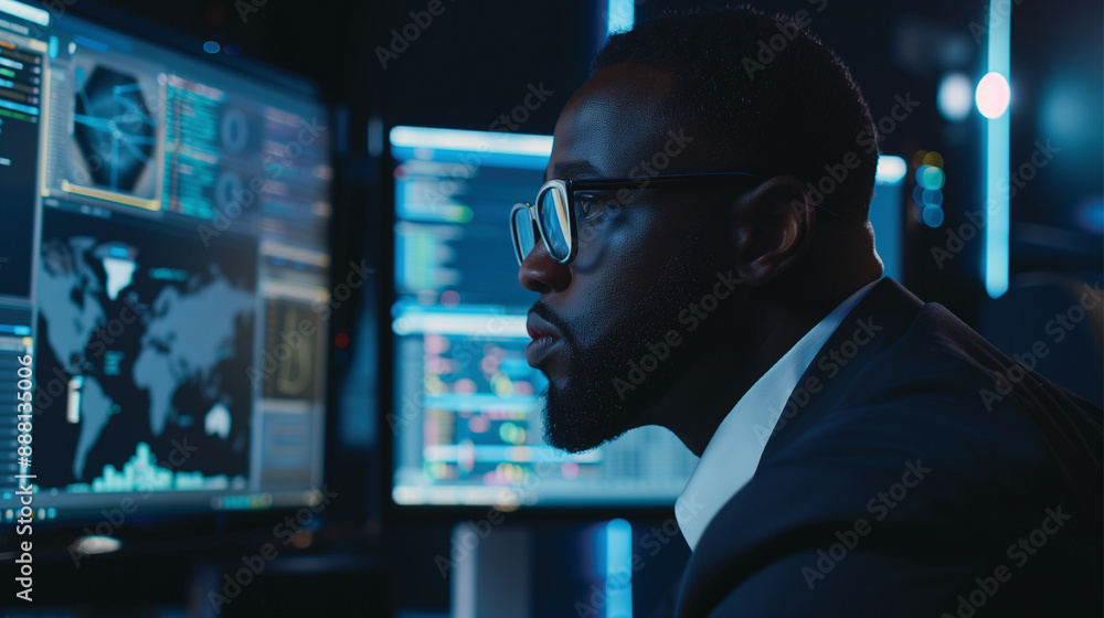 Foto de Inclusive image of a black IT ethical hacker software developer ...