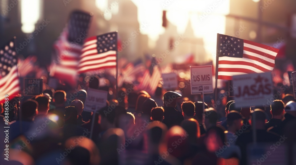 cold tones, Background blur of crowd at political rally in the United ...