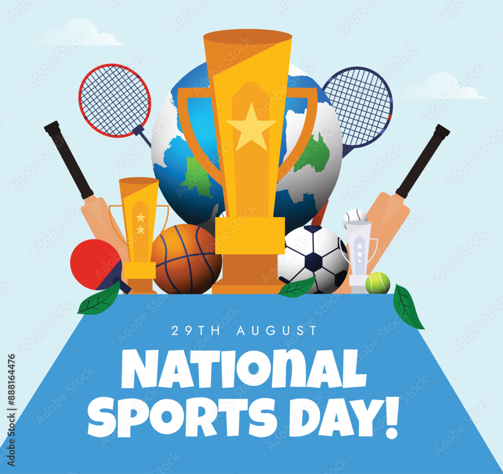 National sports day. 29th August National Sports day celebration banner ...