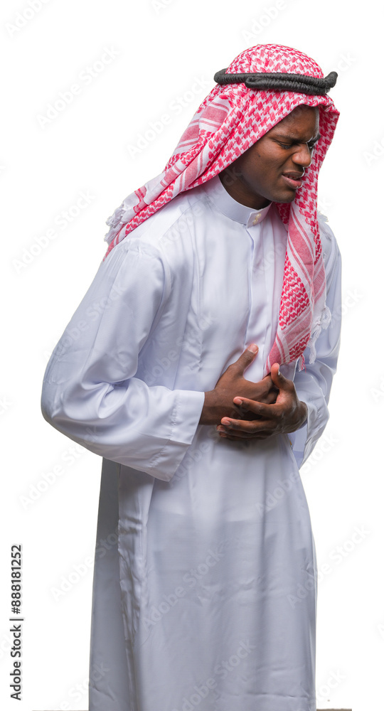Young arabic african man wearing traditional keffiyeh over isolated ...