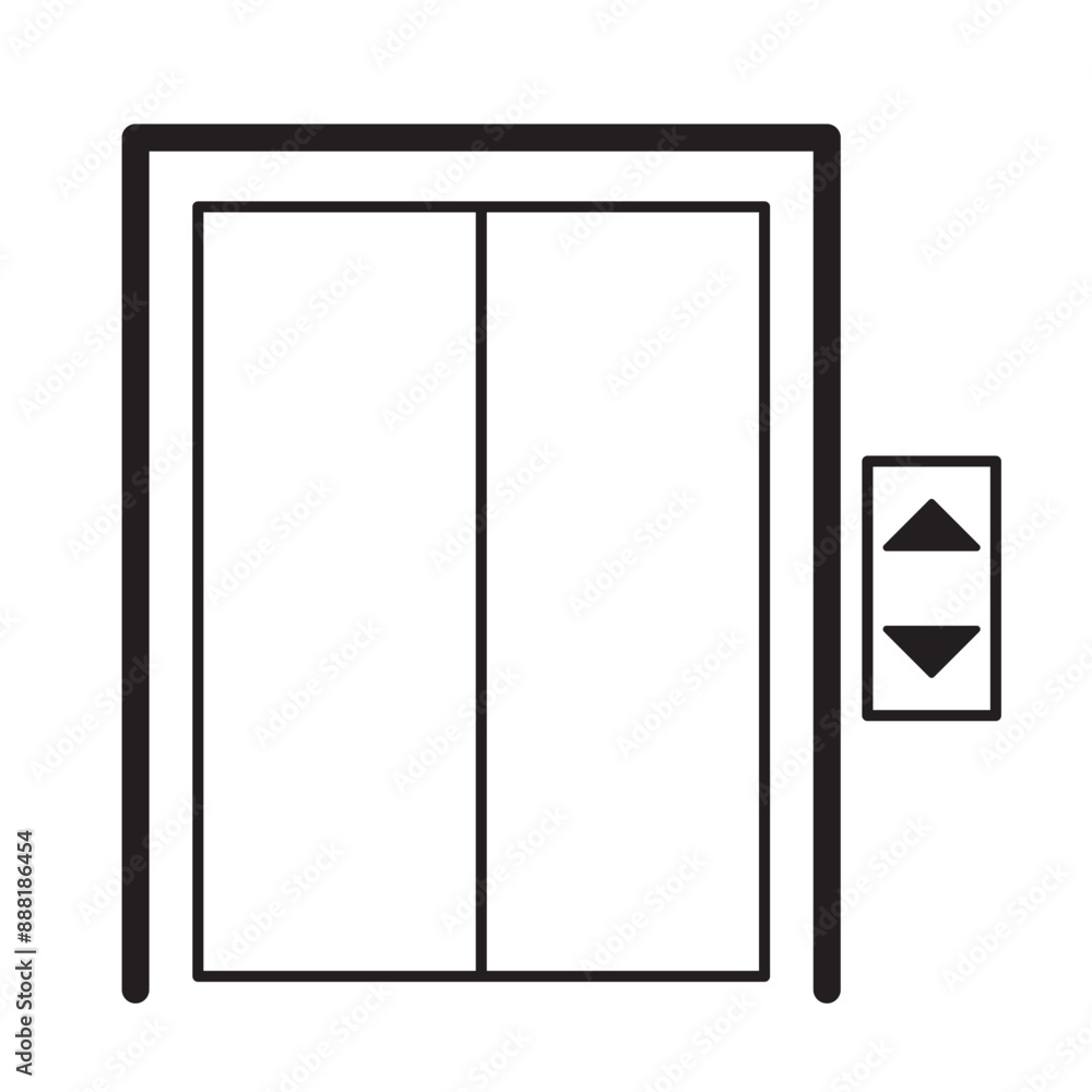 Elevator lift icon man, invalid, and arrows up down icons set. Elevator ...