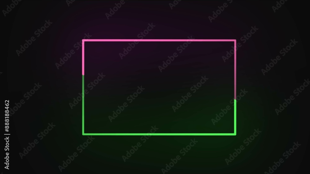 Neon sign in rectangle shape. Bright neon light, illuminated rectangle ...