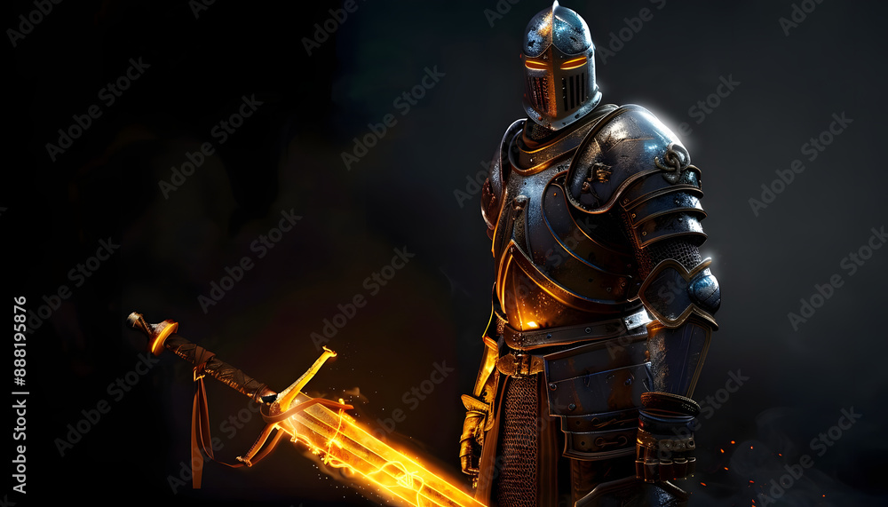 Icon of the valiant knight wielding a glowing sword ar7 4 Generative AI ...