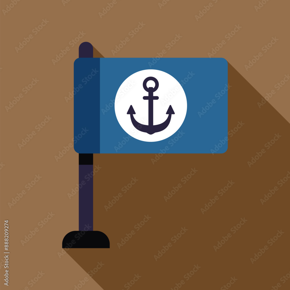 Blue flag with anchor symbol waving in the wind, representing maritime ...