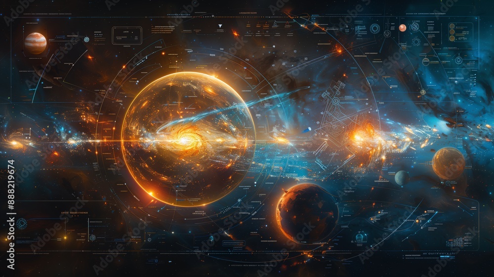 Futuristic space map showing routes for Eda and Bb af des exploration ...