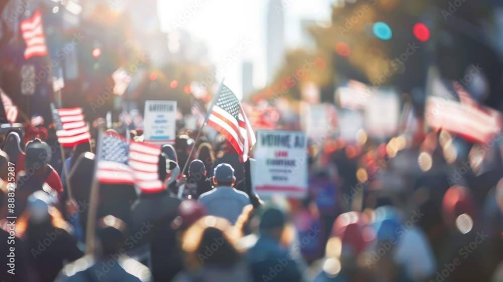 Background blur of crowd at political rally in the United States ...