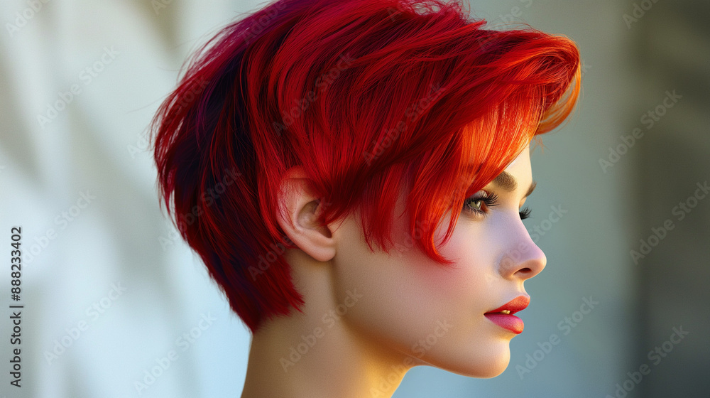 Fiery Pixie Cut: A bold, fiery red pixie cut with edgy, choppy layers ...