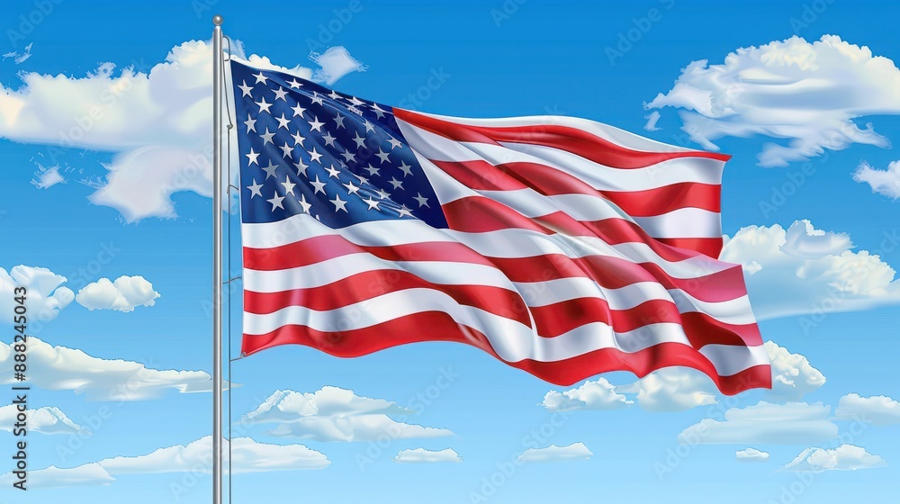 american flag, US American flag, american flag on sky memorial day ...