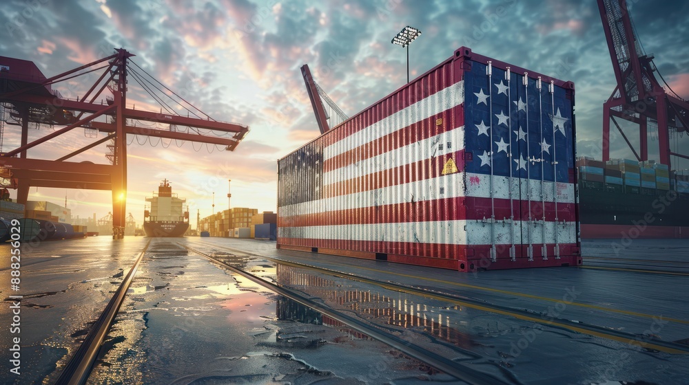 High-resolution image of a giant shipping container docked at a ...