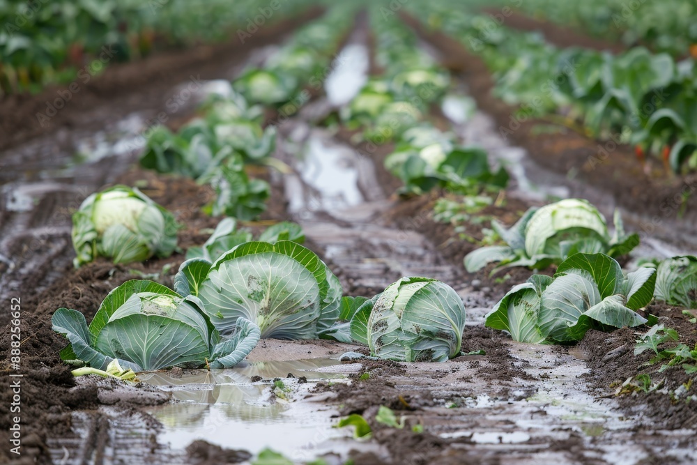 Flooding destroys cabbage crop in fields Damaged plant heads can be ...