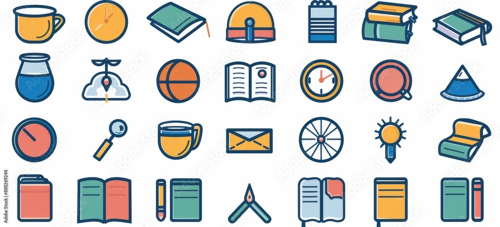 The School Icons Pack consists of a large collection of thin line icons ...
