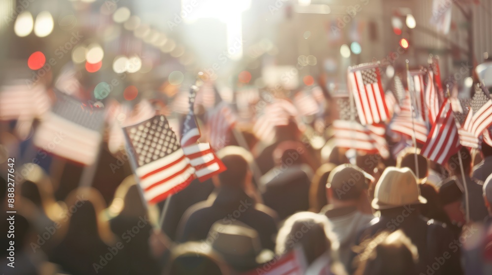 Foto de cold tones, Background blur of crowd at political rally in the ...
