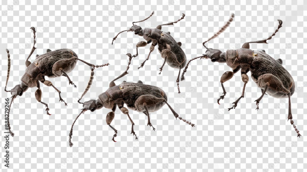 Five weevil crawling, png file of isolated cutout on transparent ...