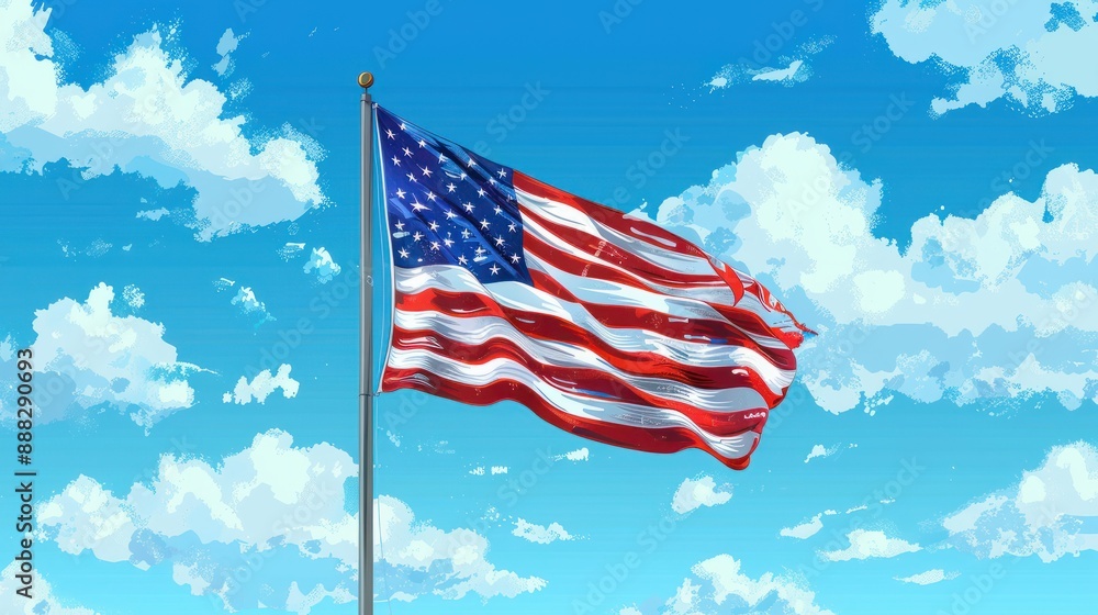 american flag, US American flag, american flag on sky memorial day ...