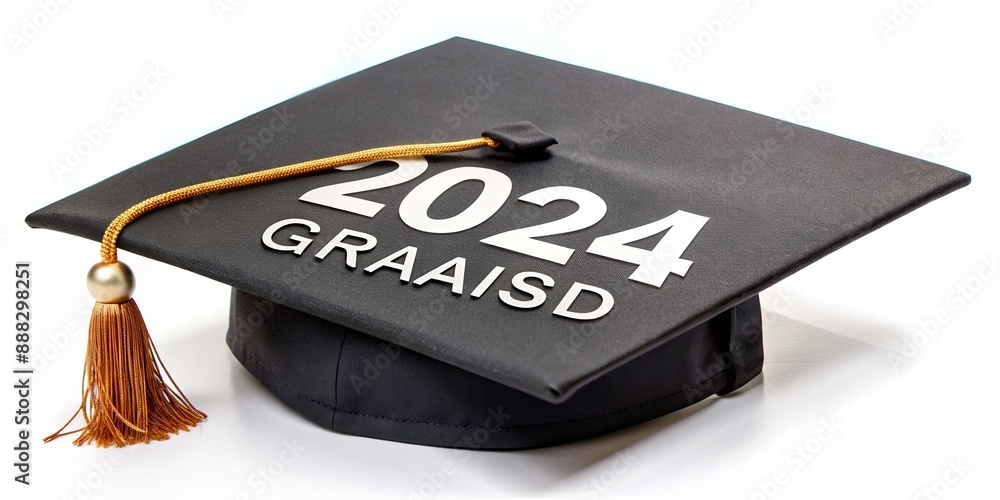 Black Graduation Cap with 2024 and Graaisd Text, Graduation Cap ...