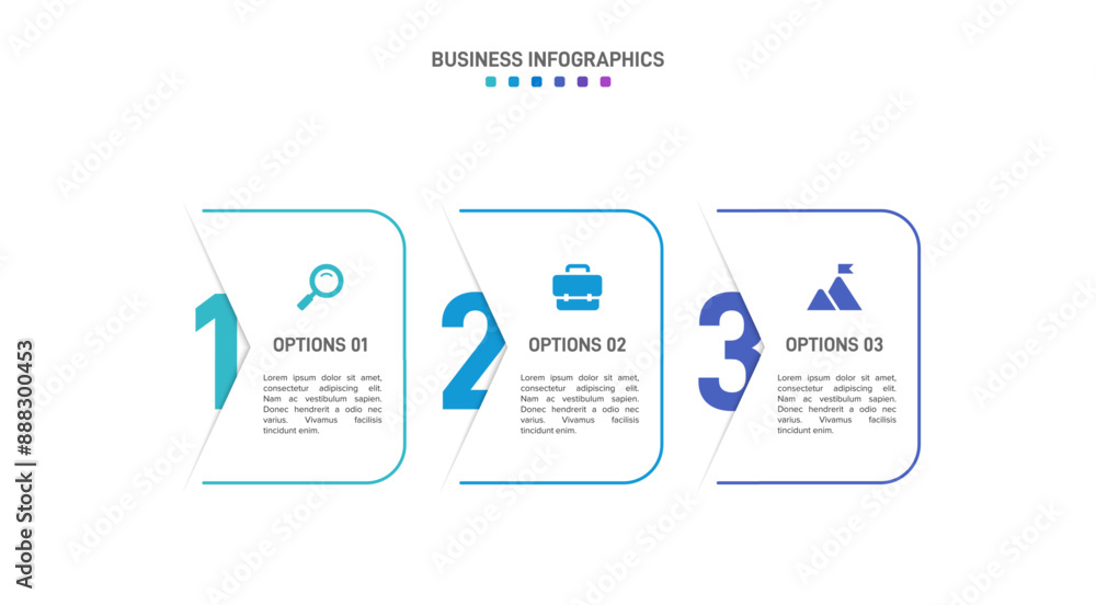Horizontal progress bar featuring 3 arrow-shaped elements, symbolizing ...