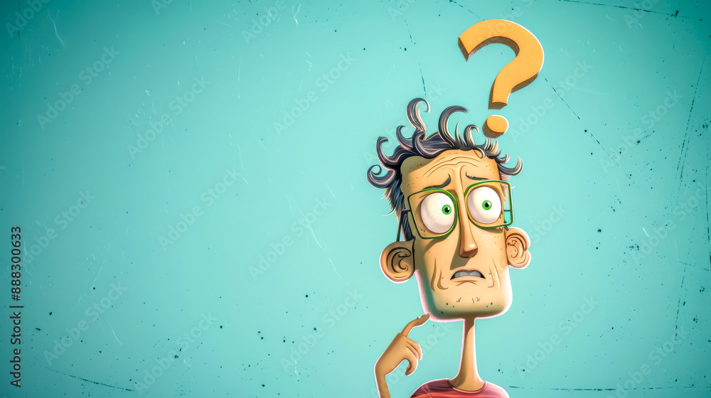Cartoon man thinking hard with question mark above head Stock ...