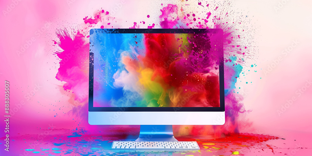 Computer technology pc screen desktop isolated internet monitor laptop ...