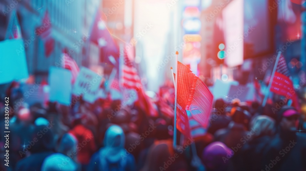 cold tones, Background blur of crowd at political rally in the United ...