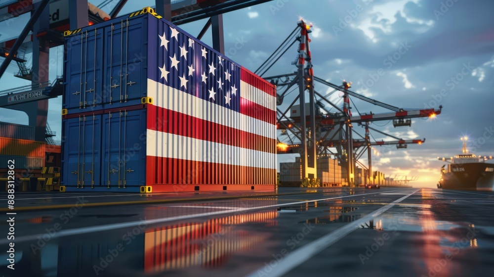 High-resolution image of a giant shipping container docked at a ...