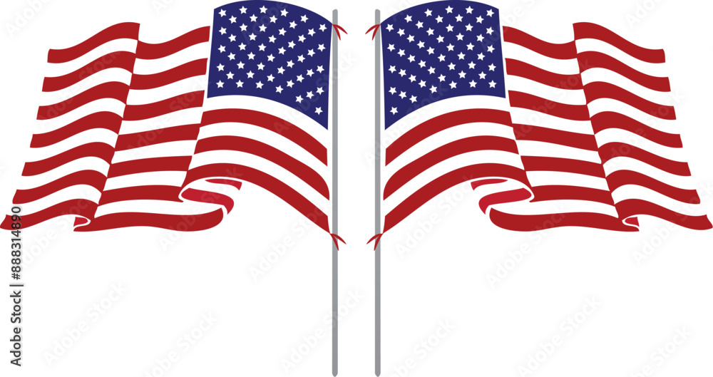 Flag of USA Set, original and simple United states flag Bundle, vector ...