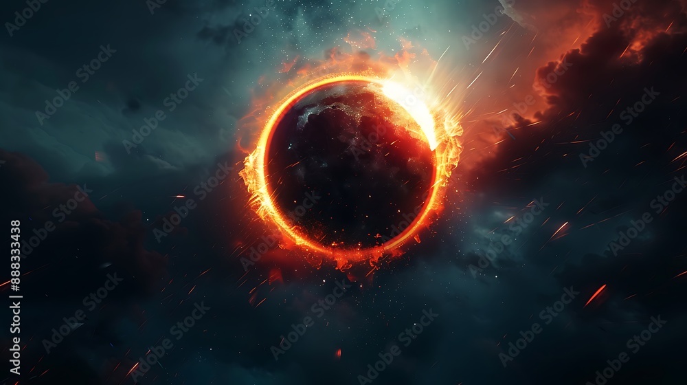 An epic gamer eclipse logo featuring a dynamic blend of glowing ...