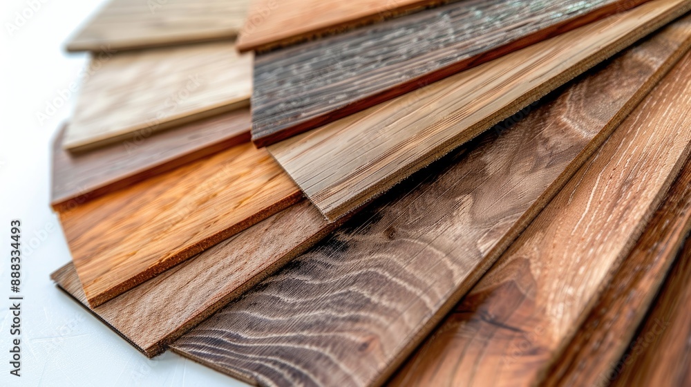 Veneer wood samples on a white background for interior design material ...