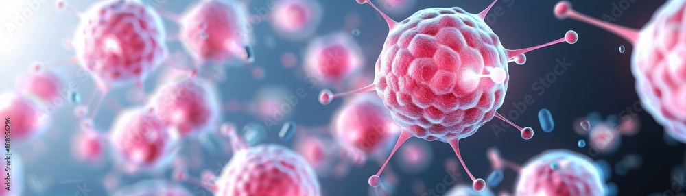 Detailed microscopic view of virus cells, highlighting their structure ...