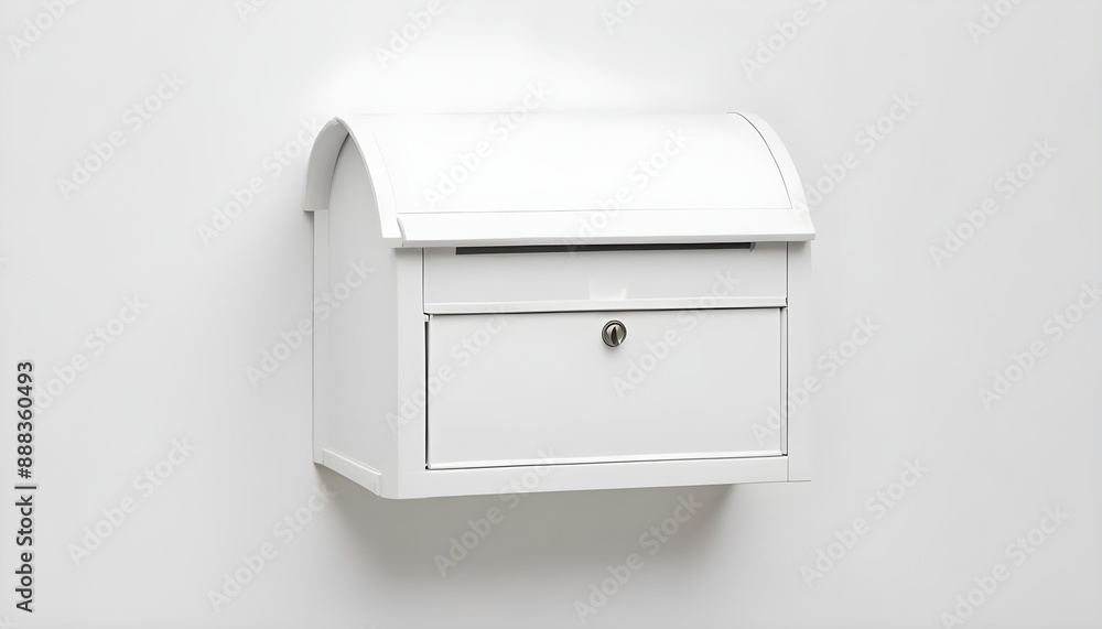 Isolated White Color mailbox on white wall background modern mail box ...