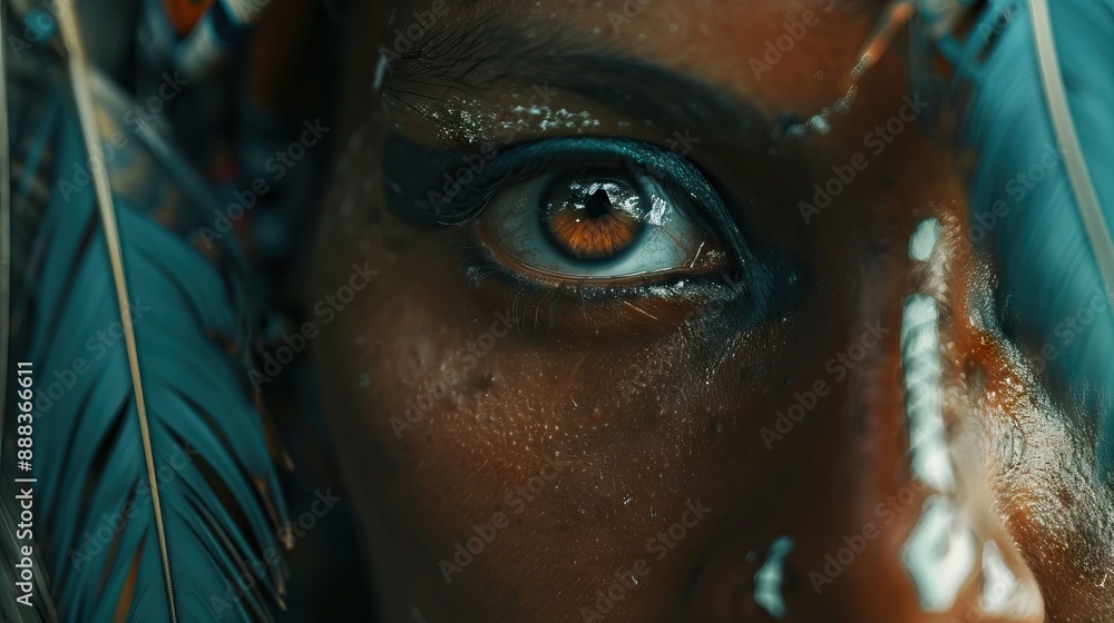 Closeup face of Native Brazilian Woman at an indigenous tribe in the ...