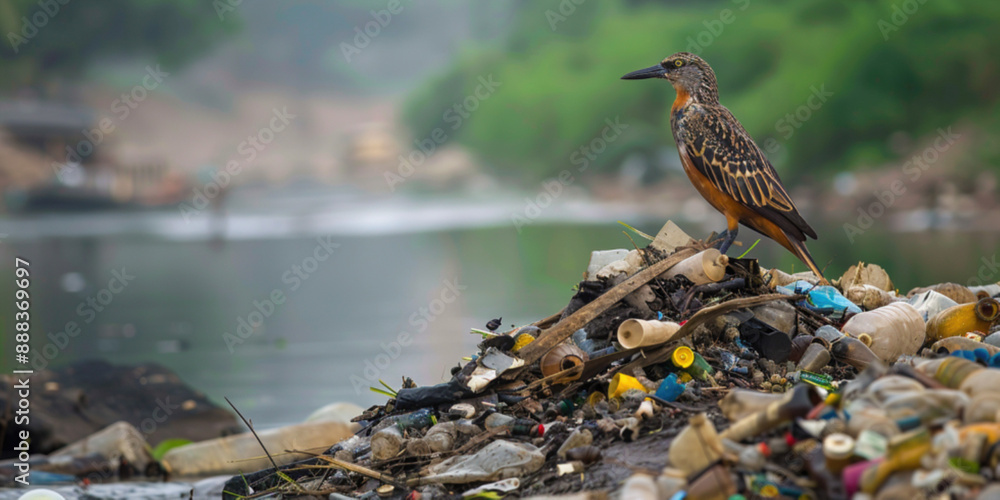 Plastic water wildlife problem ecological catastrophe concept. Exotic ...