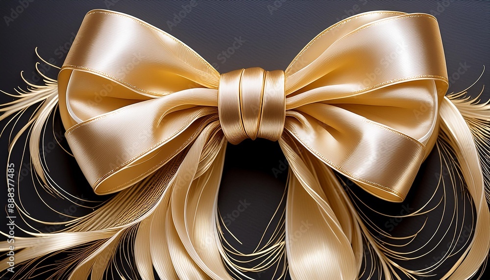 golden bow with long tails a luxurious gold ribbon bow featuring long ...
