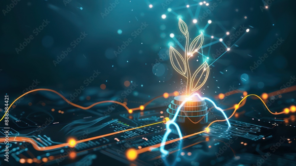 abstract concept of venture capital funding, depicted as glowing ...