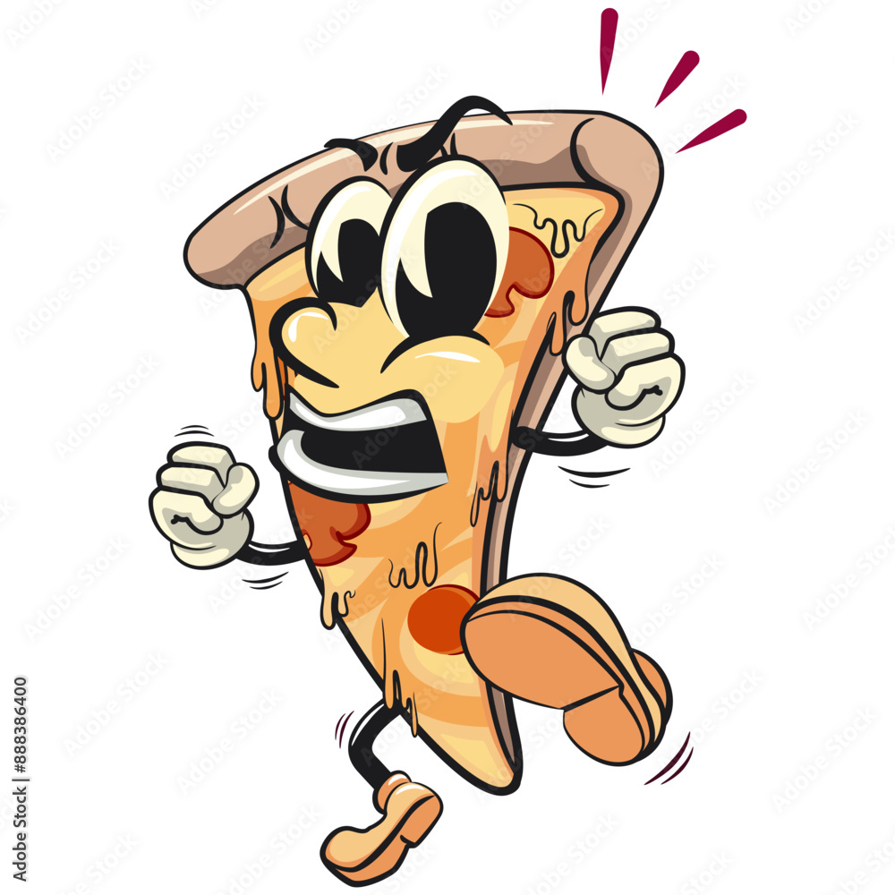 character of a slice pizza cartoon vector isolated clip art mascot ...