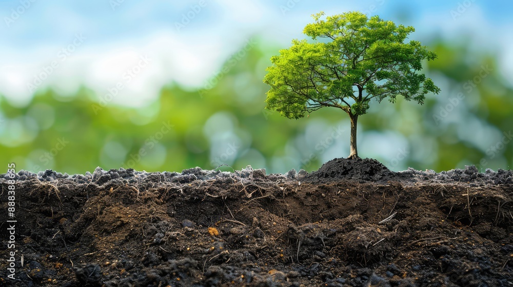 Detailed Cross-Section of Soil Layers with a Vibrant Green Tree Growing ...