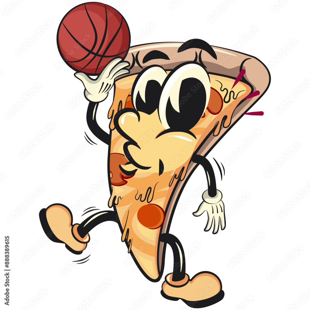 character of a slice pizza cartoon vector isolated clip art mascot ...