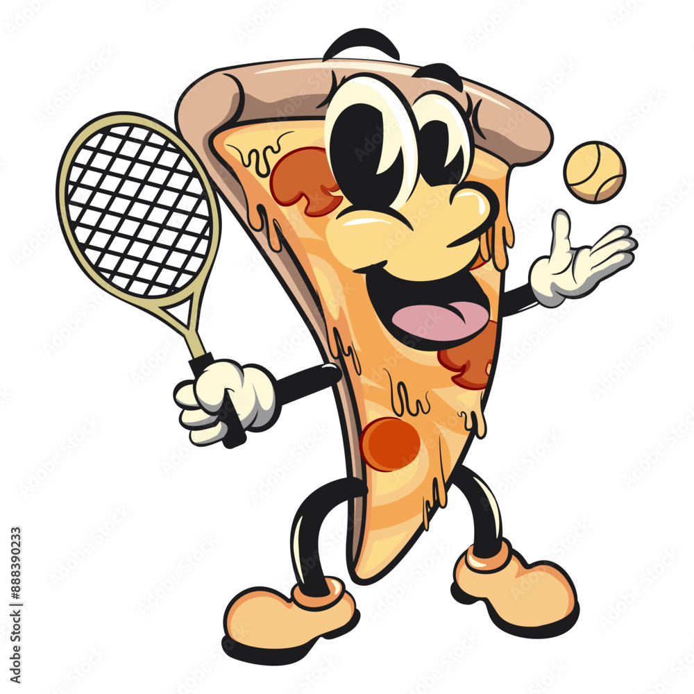 character of a slice pizza cartoon vector isolated clip art mascot ...