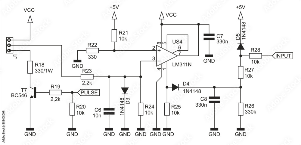 Schematic diagram of electronic device on sheet of paper. Vector ...