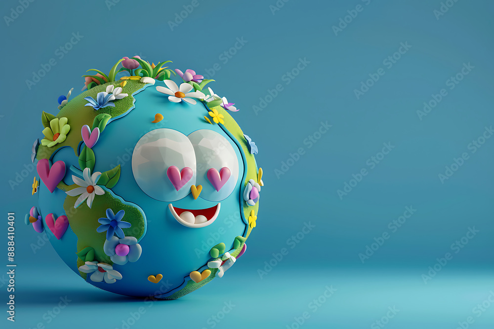 3D cute earth cartoon character, world Environment day, save planet and ...