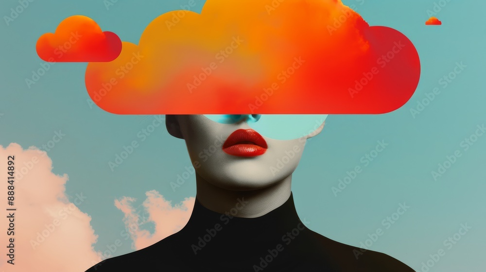 A sharp focused photo of a figure with a mirror face surrounded by ...