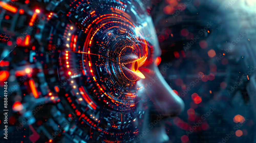 Abstract visualization of an AI concept featuring intricate digital ...