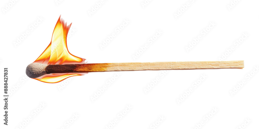Single Matchstick Flame. A simple and iconic depiction of a single ...