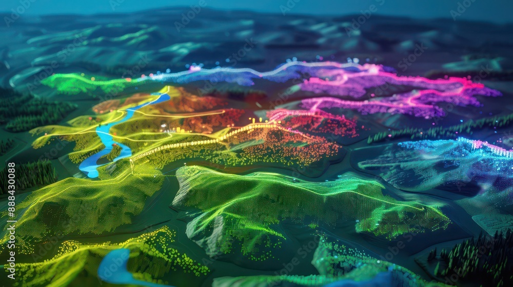 conceptual visualization of market risk analysis, shown as a digital ...