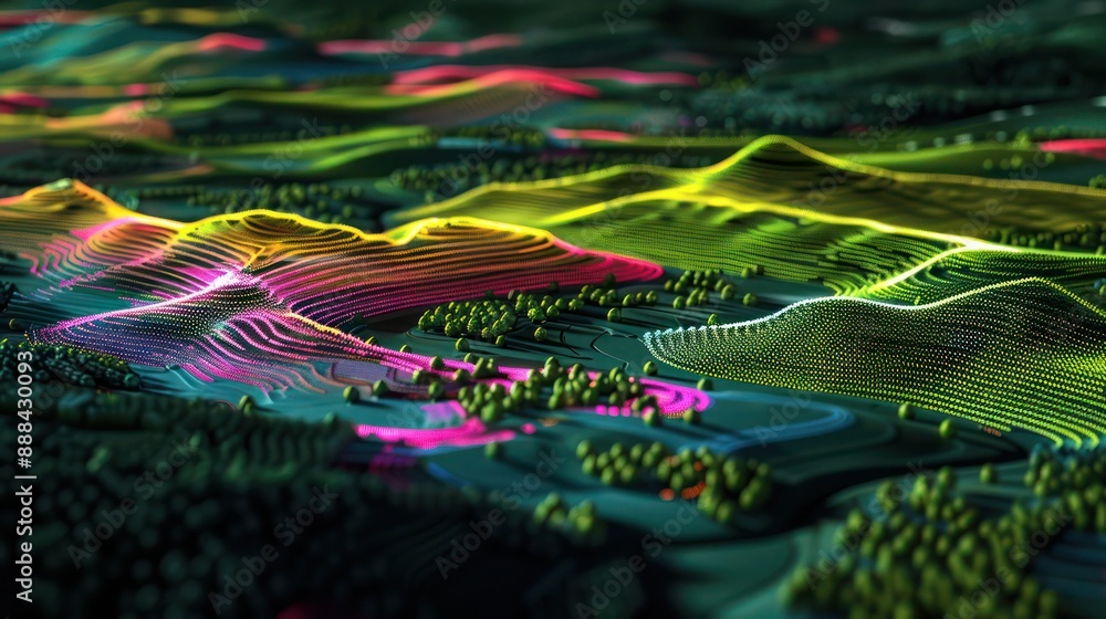 conceptual visualization of market risk analysis, shown as a digital ...