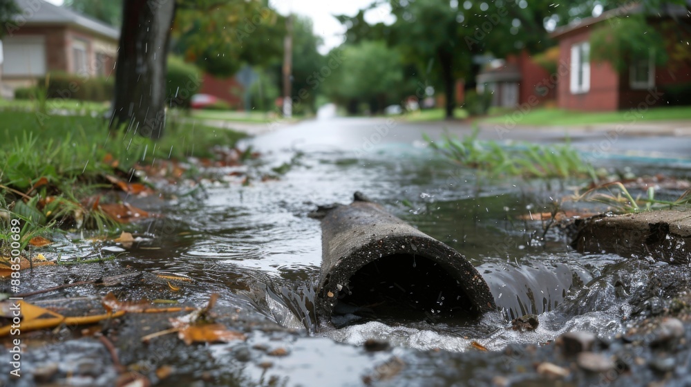 Disaster Strikes: Overflowing Storm Drain Creates Street Flood and ...