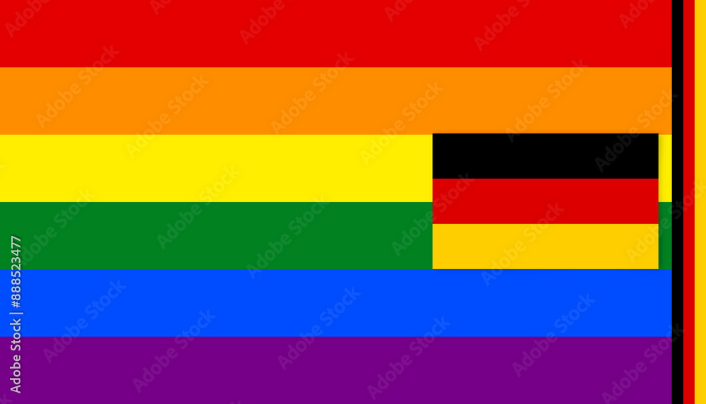 flag of Germany, german flag over Rainbow flag LGBT pride flag as a ...