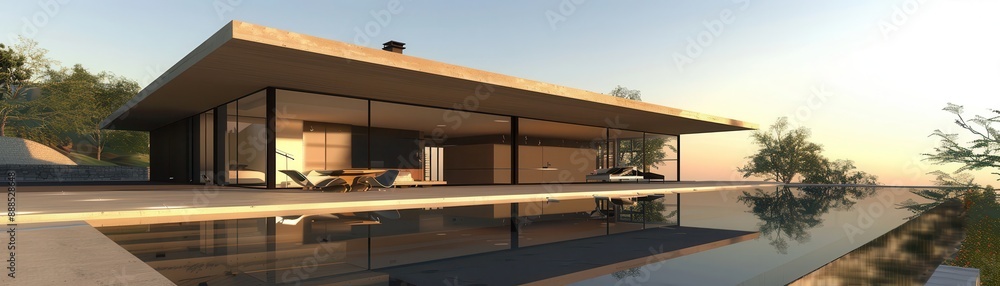 Minimalist home under construction, sleek design, realistic background ...