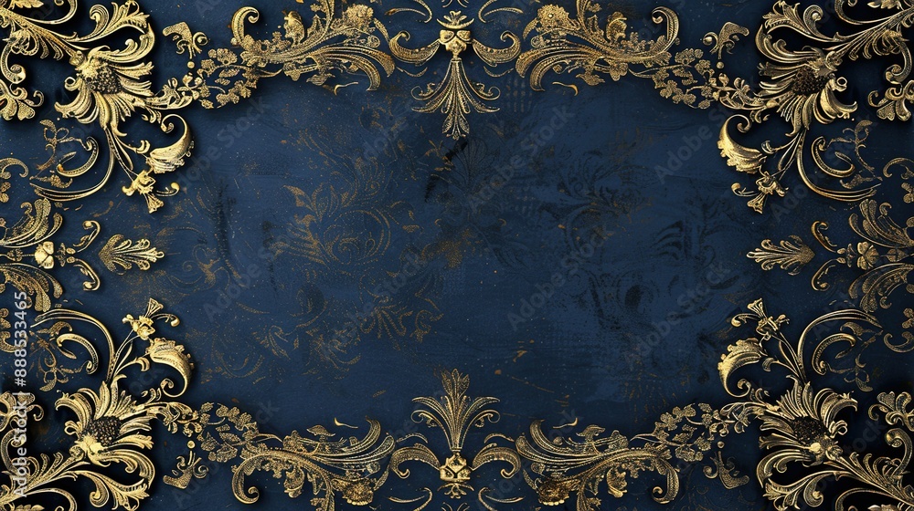 Timeless Regency Background with Rich Navy and Gold Patterns and a ...