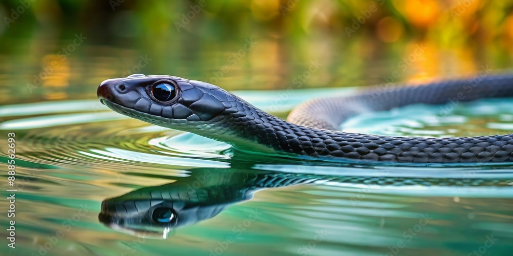 Black Mamba snake swimming in water, black mamba, snake, water, swim ...