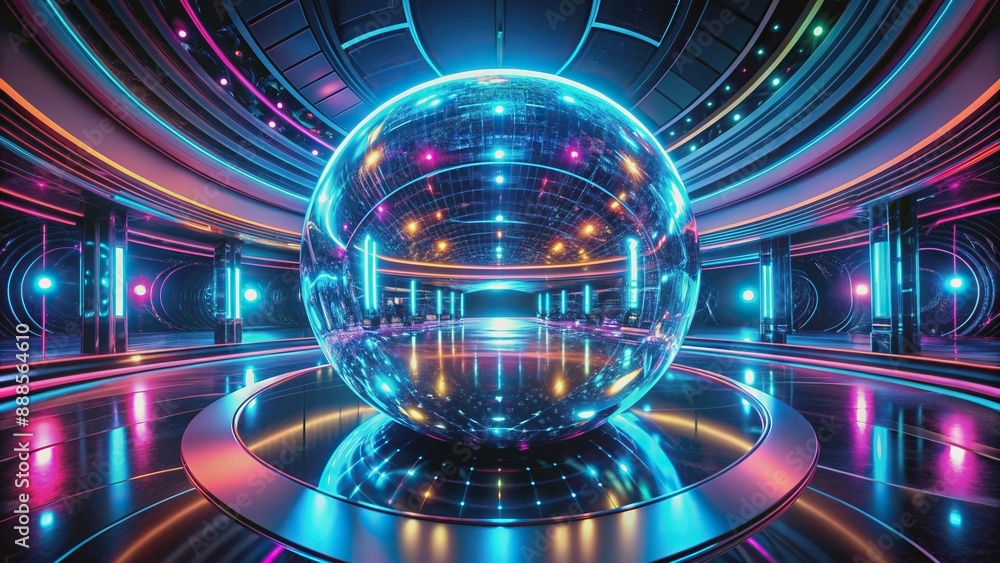 12K HDRI abstract panoramic spherical environment with LED and neon ...
